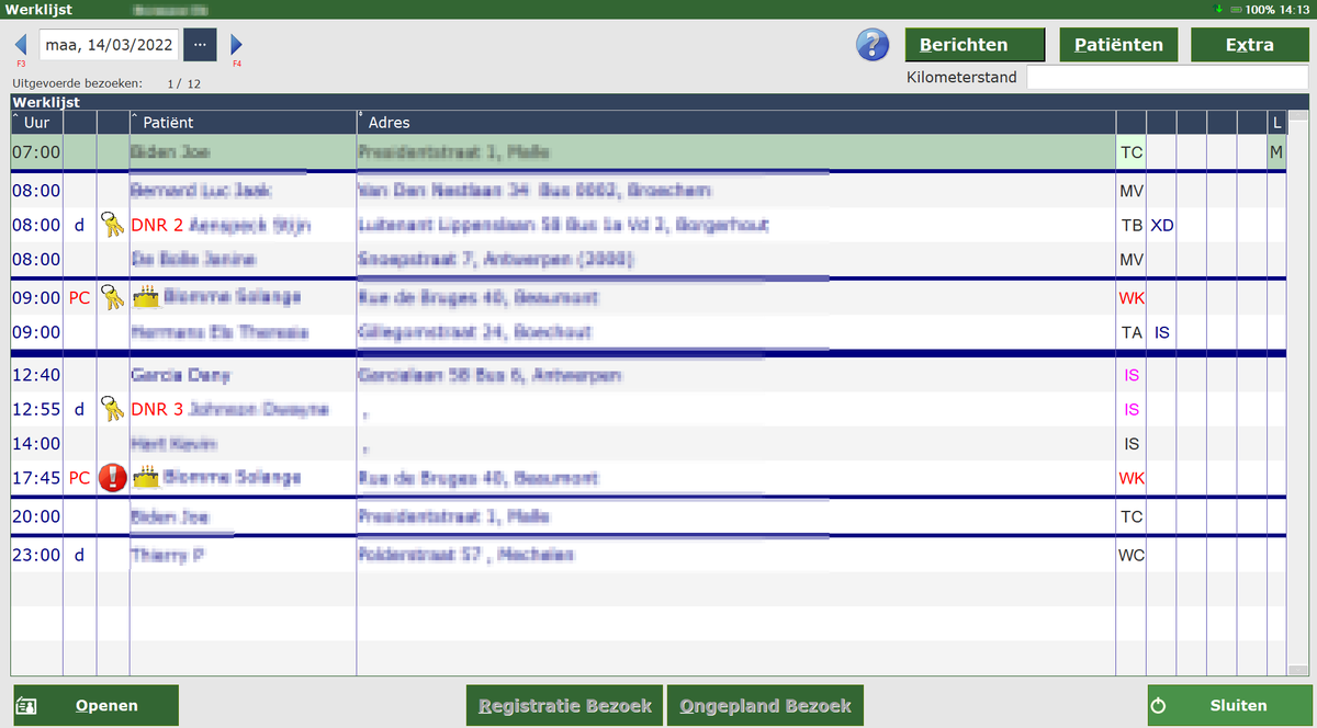 Tablet Werklijst - Care-Ace